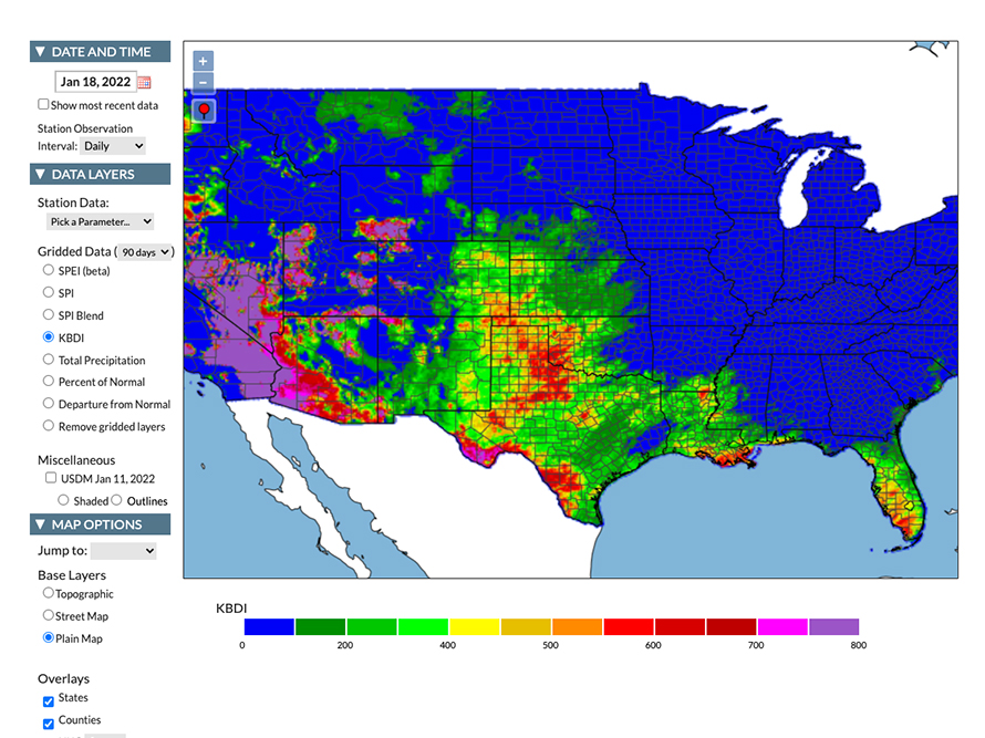 Keetch-Byram Drought Index (KBDI) – North Carolina State Climate Office ...