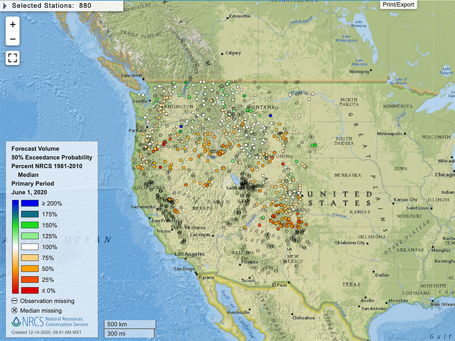 Streamflow Forecast Maps for the Western United States | Drought.gov
